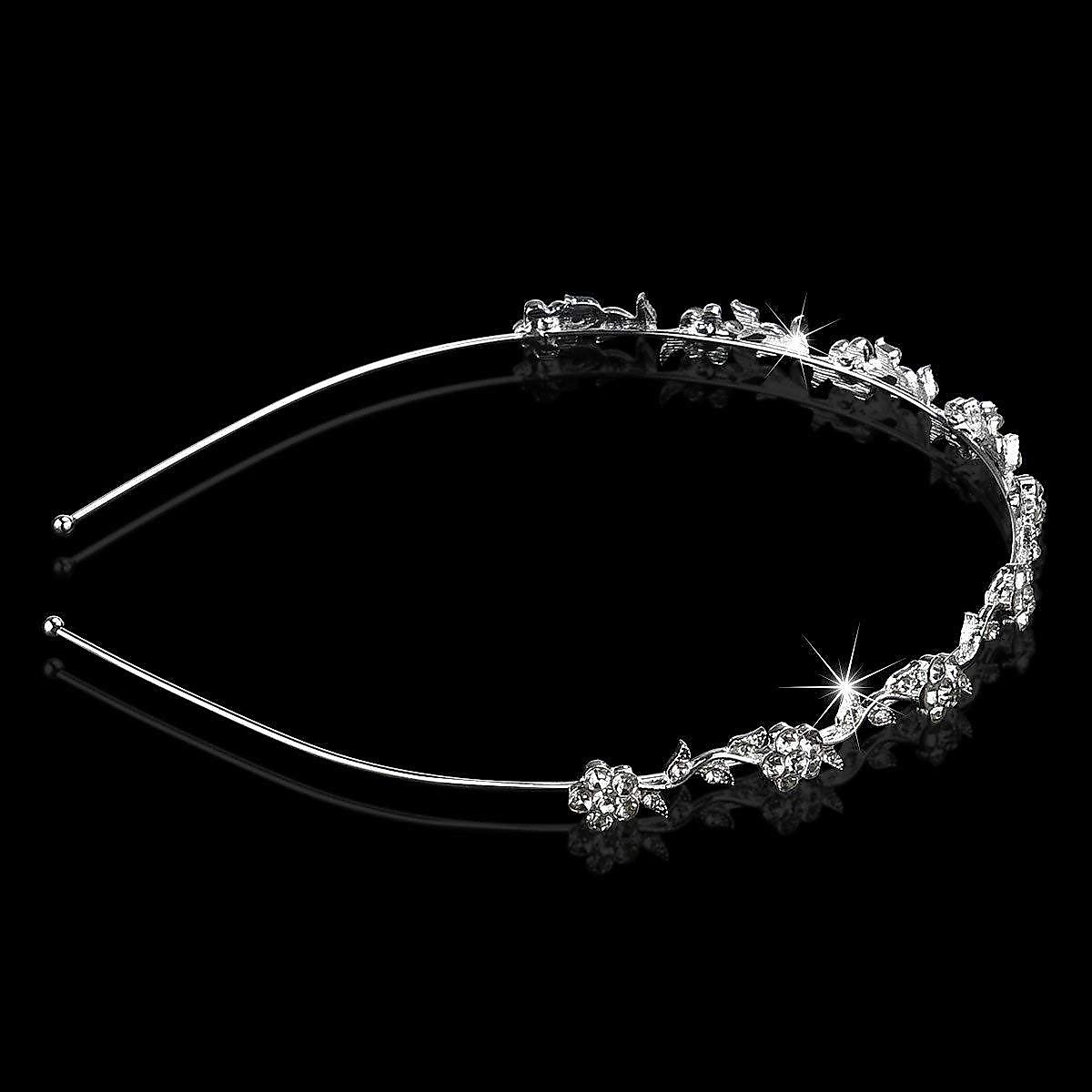 SUWOW Bridal Headband Bridal Headpieces for Wedding Crystal Headband Stylish Rhinestones Princess Crown Flower Leaf Tiara Headband Wedding Tiaras for Bride Prom Headband for Women Girl Adult Kids
