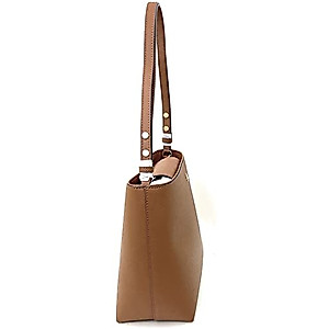 Tory Burch Emerson Womens Saffiano Leather Bucket Bag (Moose)