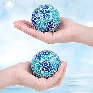 DomeStar Decorative Ball Set, 6PCS 2.4 Inches Mosaic Glass Orbs Centerpiece Balls Glass Balls