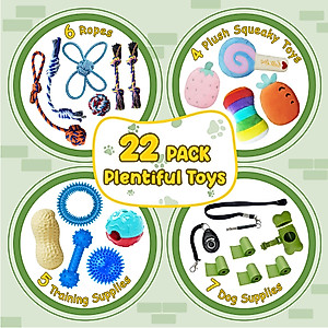 Eefitoys 22-in-1 Puppy Teething Chew Toy Set, Dog Toys with Rope, Squeaky Toys & Treat Balls for Small Dogs