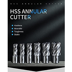LYXC M2AL HSS Annular Cutter Set 50pcs 3/4'' Weldon Shank 1'' Cutting Depth 1/2" Cutting Diameter for Mag Drill Press