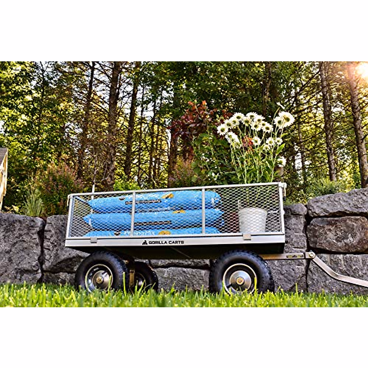 Gorilla Carts GOR1001-COM Heavy-Duty Steel Utility Cart with Removable Sides, 1000-lbs. Capacity, Gray