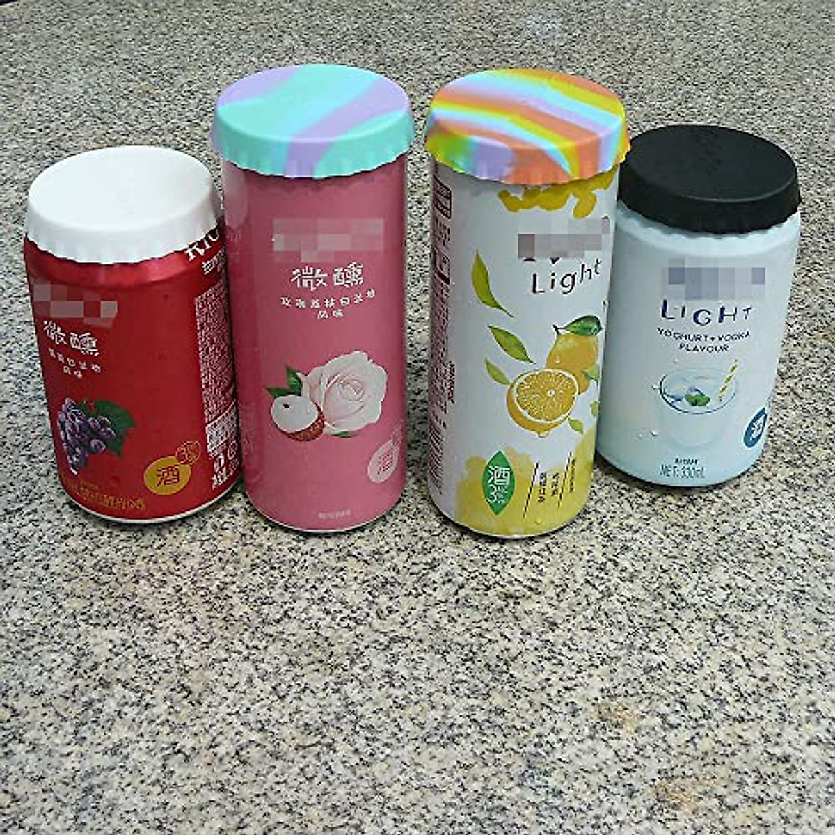 Soda/Beverage/Beer Saver Can Lids, Silicone Can Stopper Covers with No Spill - Fits standard Soda/Beverage/Beer cans (6 Pack, Assorted)