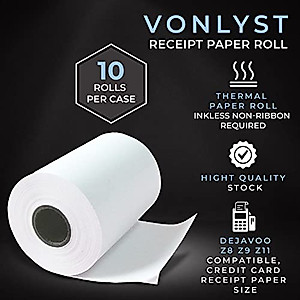 Vonlyst Credit Card Machine Paper Roll for Dejavoo Z8 Z9 Z11 (10 rolls)