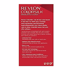 Revlon Colorsilk Beautiful Color Permanent Hair Color, Long-Lasting High-Definition Color, Shine & Silky Softness with 100% Gray Coverage, Ammonia Free, 081 Light Blonde, 1 Pack