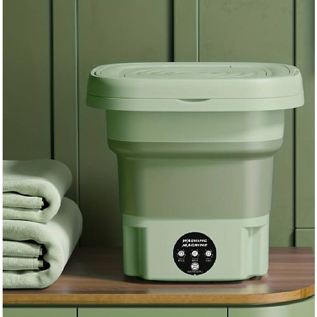 Compact 8 lb Portable Washing Machine for Apartments - Quick Laundry Solution with Timer and Multiple Wash Modes (Green)