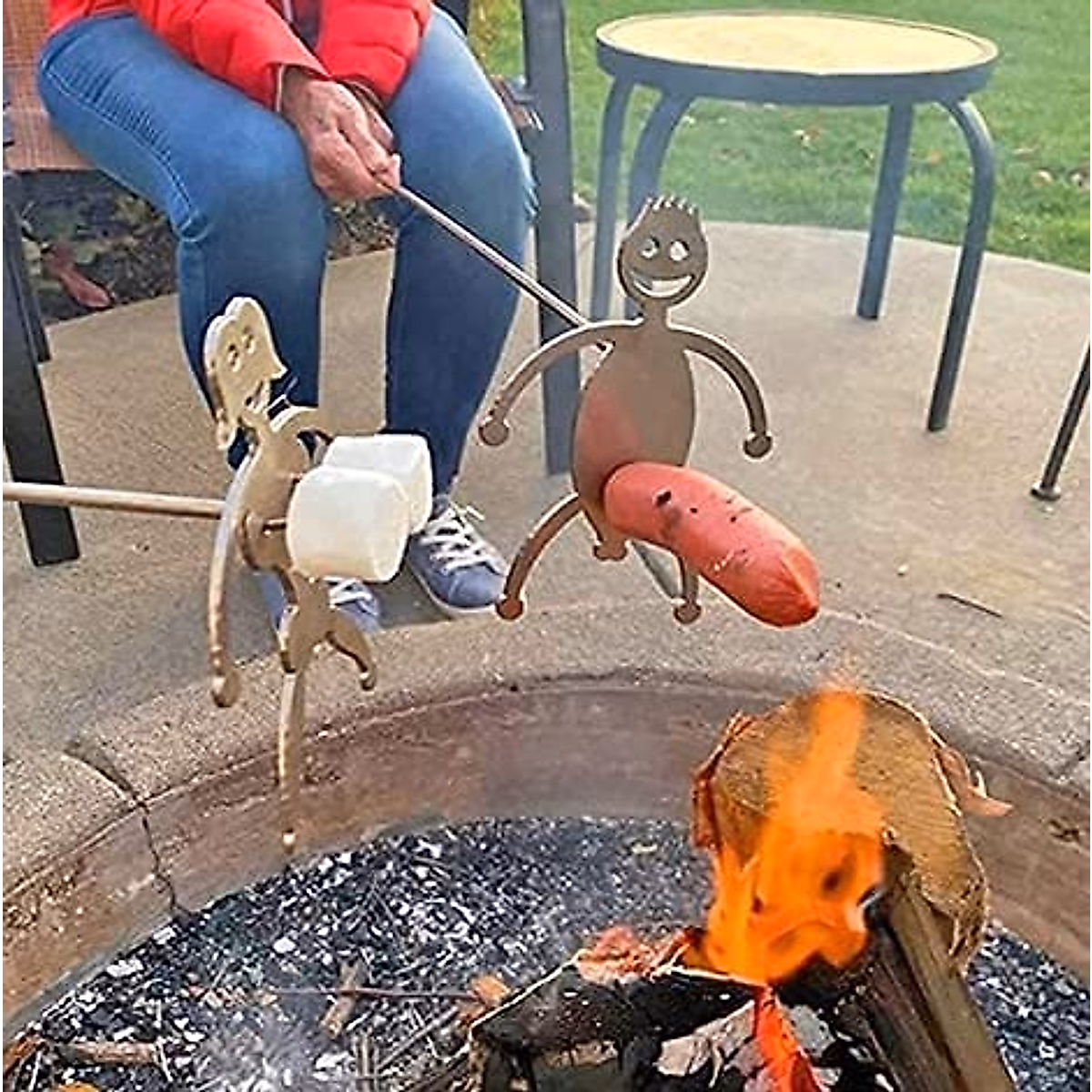 Women Men Shaped Funny Stainless Steel Barbecue Forks，Novelty Barbecue BBQ Tools, Barbecue Forks Accessories for Campfire, Bonfire and Grill,with Sticks Hot Dog Barbecue Fork (Men + Women