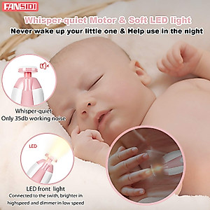 FANSIDI Baby Nail File Electric Nail Trimmer Safe Baby Nail Clippers Manicure Set with 10 Grinding Heads 8 Sandpapers, Trim Polish Groom for Newborn Infant Toddler or Adult Toes Fingernails Care, Pink
