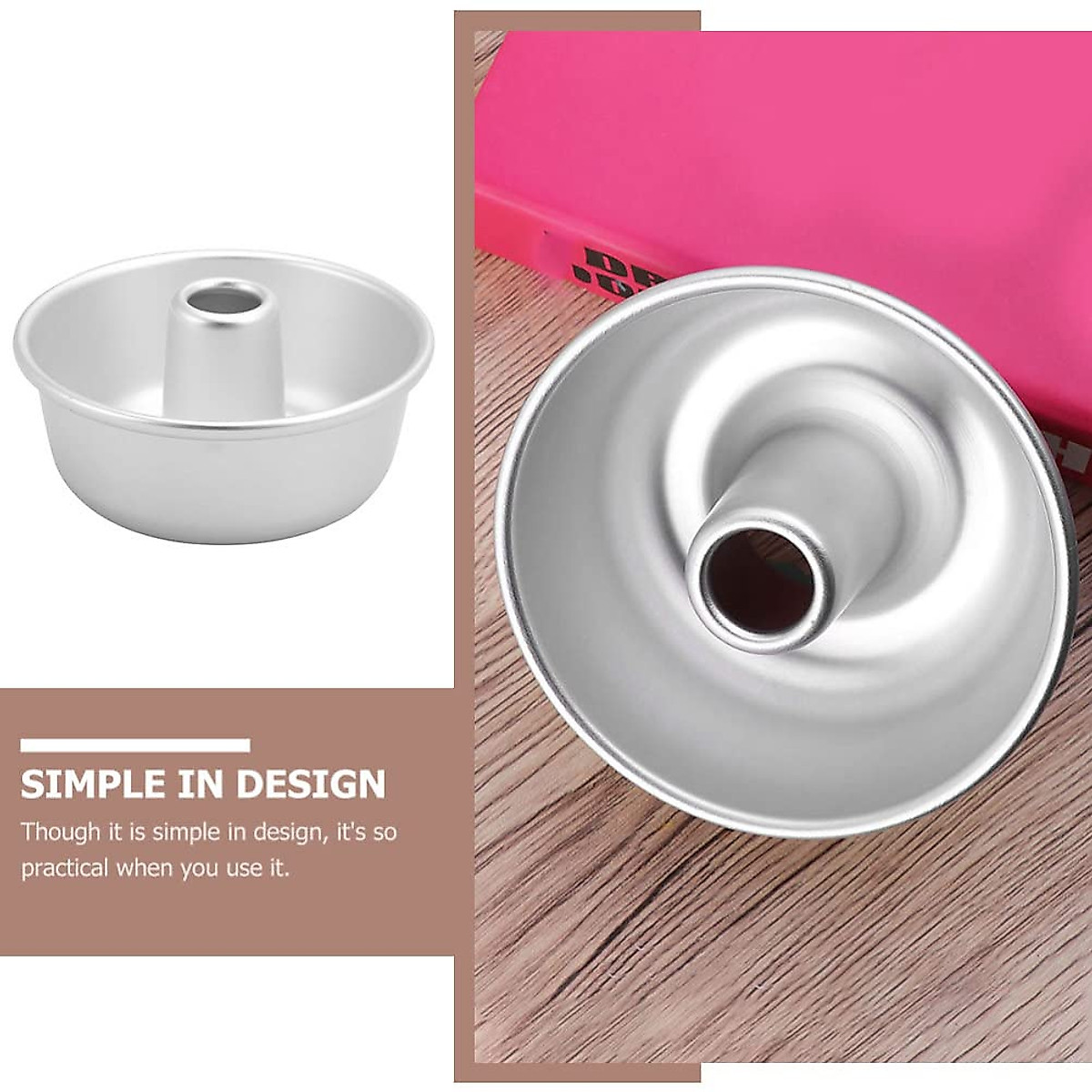 DOITOOL 1PC Angel Food Cake Pans for Baking, Aluminum, Round, 130X55mm