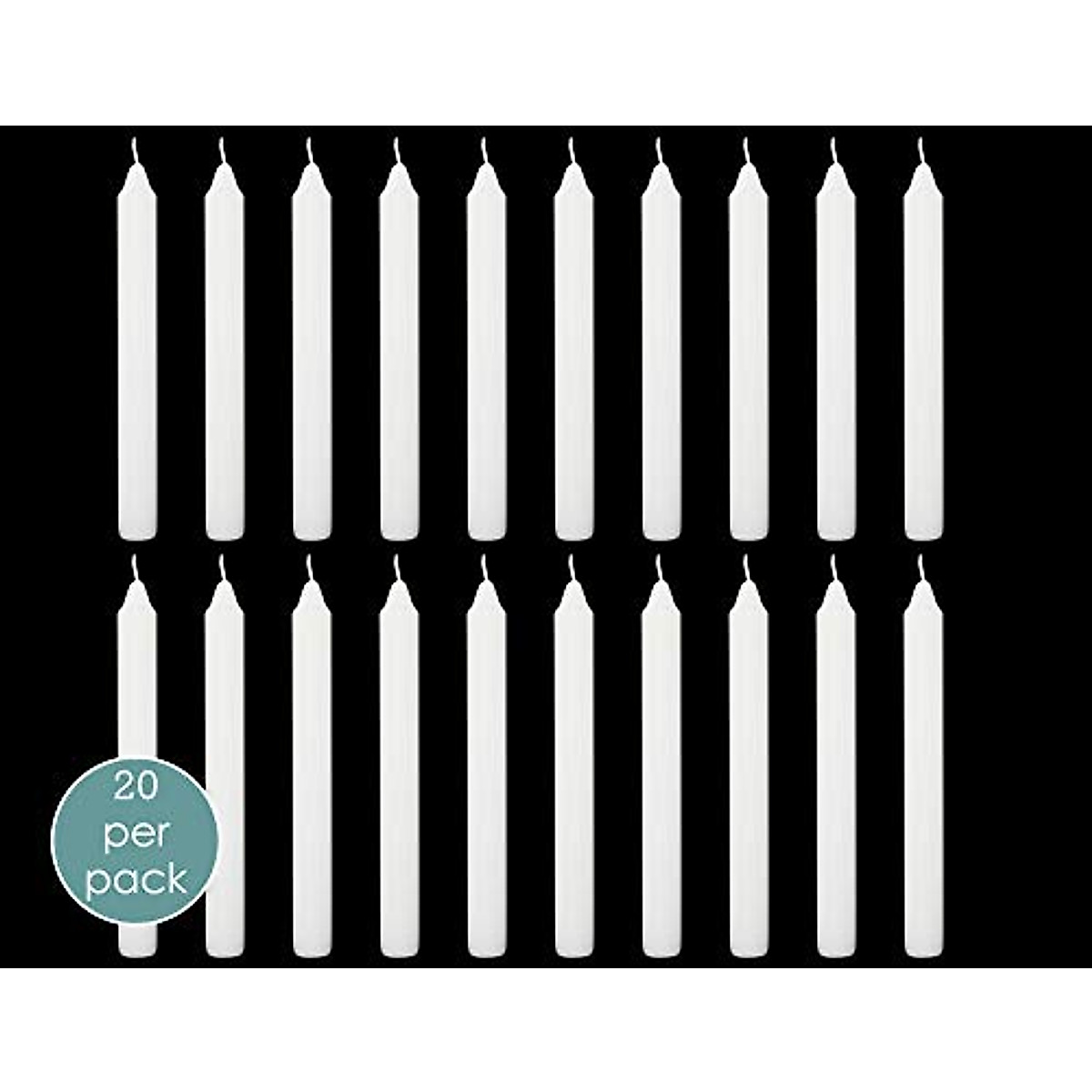 White Dinner Table Candles 7 Inch Tall Dripless Smokeless Unscented for Candlesticks 6 Hour Long Burning Candle Decorate Your Table Wedding and Christmas - Household Candle Stick 20 Pack
