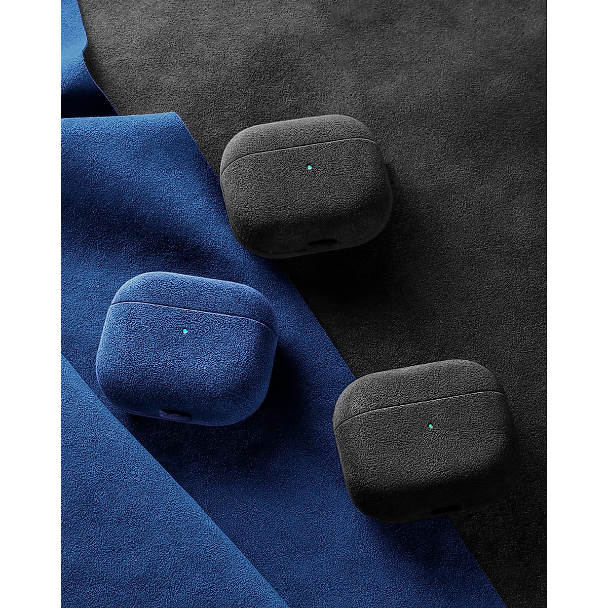 Luxury Alcantara AirPods Case. Premium Italian Imported Material. Fully Wrapped Inside & Outside. 360 Protection. (AirPods 3rd Generation, Black)
