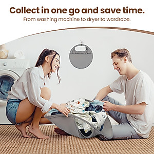 ZIMUHENAI 26" Collapsible Laundry Basket, Larger Popup Laundry Basket for Dryer, Portable Laundry Hamper for Clothes Storage and Easy to Use(Grey)