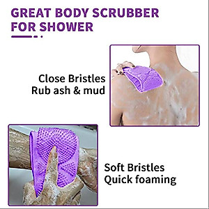 Jwxstore Silicone Back Scrubber for Shower, Silicone Body Scrubber, 34.5Inch Extra Long Bath Body Brush Silicone Back Brush Exfoliating Body Scrubber with Handle for Men Women