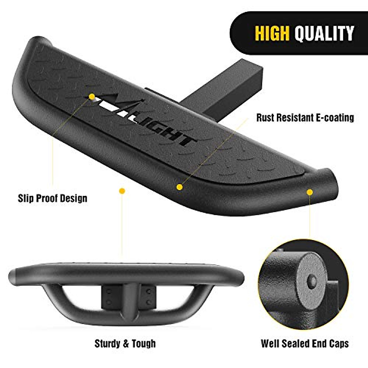 Nilight Hitch Step with 2" Hitch Receiver Rear Bumper Guard Protector Compatible with Car Truck Vehicles Upgraded Textured Black Hitch Step Bar with Hitch Lock & U-Bolts Stabilize,2 Years Warranty