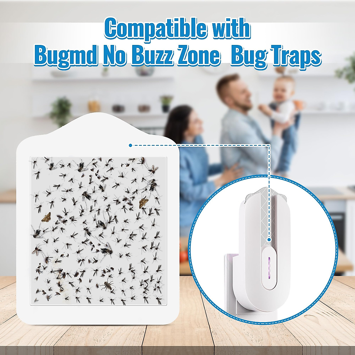 Qualirey 20 Pack Flying Insect Trap Refill Compatible with BugMD No Buzz Zone Bug Trapper, Refill Glue Boards, Adhesive Fly Trap Refills Pad for Insect Bug Mosquito Gnat Fruit Fly Catcher Indoors