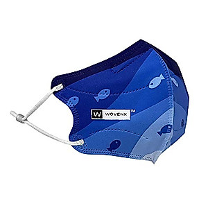 wovenx 5 Ply Small Kids Face Mask for 2-3 Year Olds, 15 Pack, With Adjustable Earloops, Individually Packaged, Disposable (Boys Masks: Dinosaur, Fishes, Camouflage)