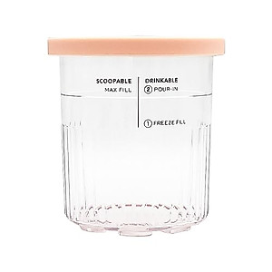 CXQ XL Family Size Ice Cream Pint Containers with silicone lids, Compatible with Ninja NC501 CREAMi Deluxe 11-in-1 Ice Cream & Frozen Treat Maker and model: NC500, NC501, NC501H, NC501HBL and NC501HGN. (Pink/Yellow)