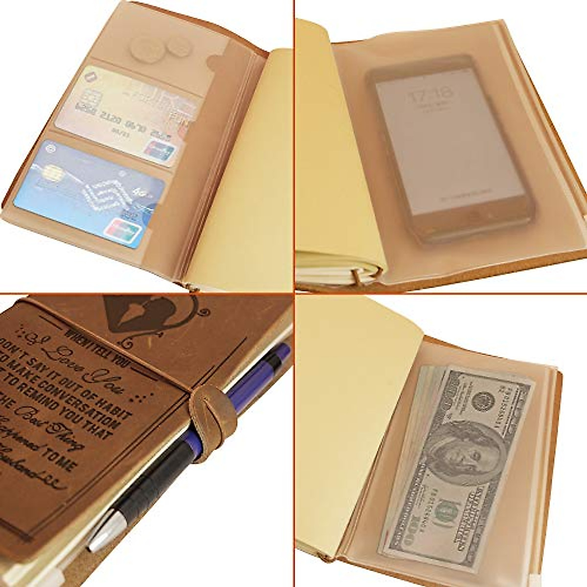 Engraved Leather Notebook To My Wife Gifts- Hand-Crafted Genuine Leather Journal for Travel Diary Journal Sketch Book - Perfect Anniversary Christmas For Wife Gifts (To My Wife)