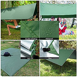 Camping Hammock with Rain Fly Tarp and Mosquito Net with Tree Straps，1/2 Person Portable Hammocks with Rain Cover for Indoor Outdoor Backpacking Hiking Travel Yard Activities Green