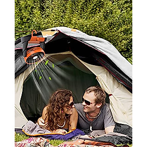 TriPole 10800mAh Battery Operated Fan for Camping with LED Light & Hanging Hook, Portable and Rechargeable Tent Fan with Digital Display Long-Lasting Fan for Outdoor Travel Car RV Desk