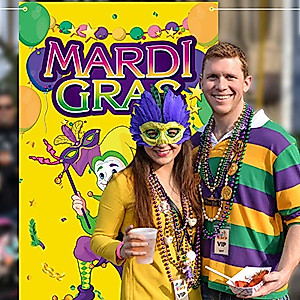 Mardi Gras Door Cover Banner Party Decoration Porch Sign Front Door Sign Mardi Gras Festival Carnival Party Decorations Photh Booth Backdrop Party Supplies Props Large Fabric 78.7 X 35.4 Inch