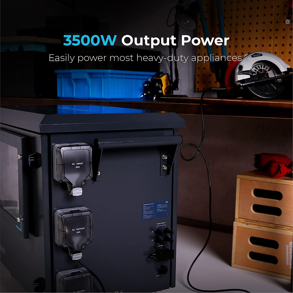 Renogy Solar Generator LiFePO4 Battery, 4.8kWh Expandable Power Station 3500W AC Output, IP55 Portable Deep Cycles Lithium Battery for Home Backup Emergency Off-Grid RV Camping, Lycan Powerbox