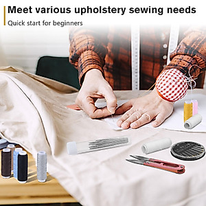 Tikjiua 152 Pcs Upholstery Repair Sewing Kit, 123 Pcs Sewing Stitching Needles and 20 Pcs Sewing Thread, Leather Sewing Needles Supplies Stitching Kit for Furniture, Shoes, Canvas, Sofa Repair