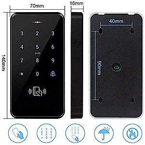 HERNAS Professional Access Control Kit, IP68 Fully Waterproof RFID Keypad(3000 Users Capacity) + 180KG/380lbs Magnetic Door Lock + DC12V 3A Power Supply + Release Switch and 10PCS Key Fobs, Outdoor