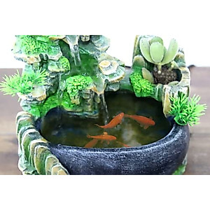 Xshelley Indoor Tabletop Fountains ， Rockery, Water, Waterfall, Plants, Desktop Fountain, atomizing humidifier Fountain, Home Office Desktop Decorations, Automatic Pump with Power Switch