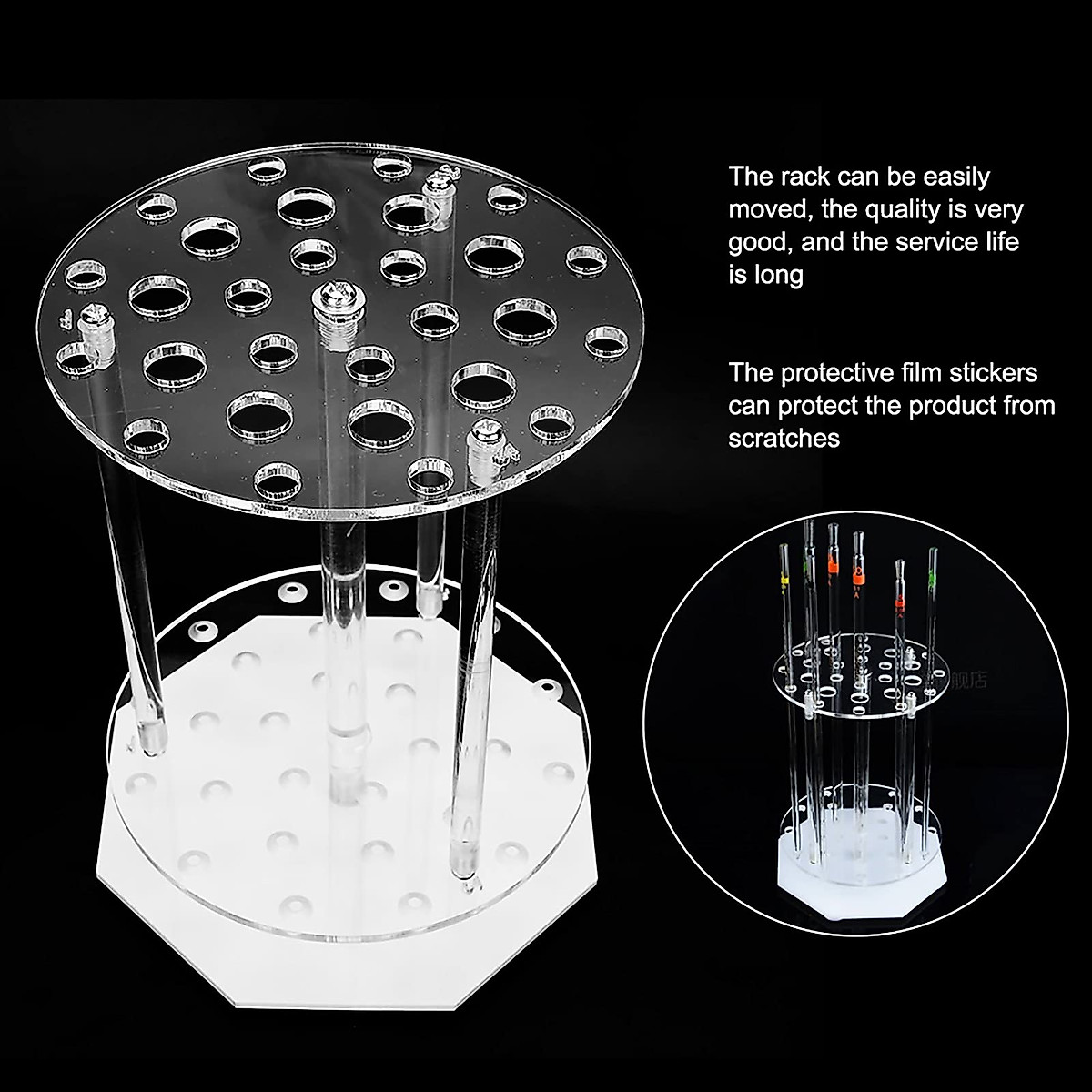 Pipette Rack Test Tube Rack, 28-Holes Pipette Rack Lab Pipette Holder Plexiglass for Student and Teacher for Chemical Laboratory