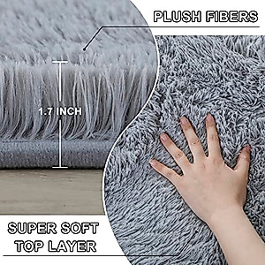 GERBIT Shag Area Rug 9x12 Feet Soft Indoor Rectangular Rugs Carpet Modern Luxury Plush Rugs for Living Room Home Decor Gray