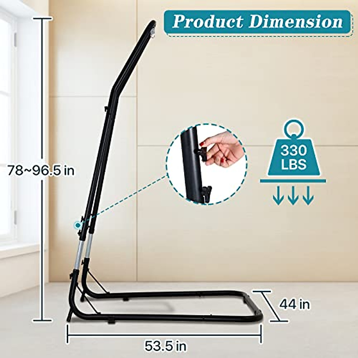 Hammock Chair Stand Portable Heavy Duty Solid Steel Stand Only Outdoor Indoor Hanging Chair Stand for Air Porch Swing Chair w/Weather-Resistant Finish, Offset Base, 360-Degree Rotation, Black