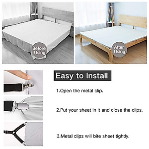 Bed Sheet Fasteners, 4 PCS Adjustable Triangle Elastic Suspenders Gripper Holder Straps Clip for Bed Sheets,Mattress Covers, Sofa Cushion