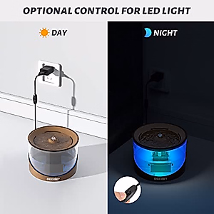 DEEIPET Cat Water Fountain, 2.2L/74oz Ultra Quiet Cat Fountain Water Bowl with Filter, Automatic Pet Water Fountain with an Adapter and Colorful LED Indicator, for Cats, Dogs, and Small Pets