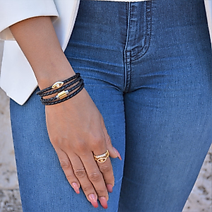 Leather Wrap Bracelets for Women - Quickly Layer our Boho Wrap Bracelets Using the Magnetic Clasp - Made in the USA our Beautiful Leather Wrist Bracelets for Women Make Great Gifts - Black