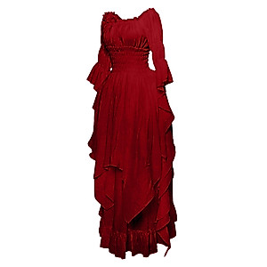 Renaissance Faire Accessories Women Ren Faire Pirate Dress Women Dress with Corset Built in Faerie Dress for Women Sales Today Deals Prime