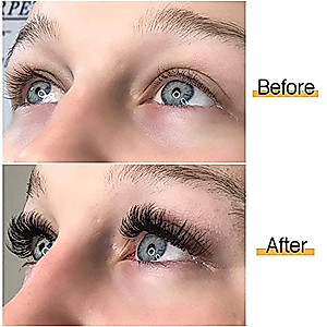 QUEWEL Volume Eyelash Extensions | 0.03-0.12mm | C/CC/D/DD Curl | 8-25mm Length | Easy Fan 2D-20D Self Fanning Volume Lashes 0.07D Mix-8-15mm Long Lasting Blooming Lashes(0.07D Mix8-15)