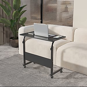 SogesGame Side Table with Wheels, Home Snack Side Table with Castors Mobile End Table,Black,05#1-80BK-S8-US