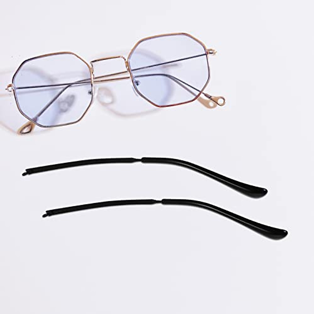 Hemobllo Metal Glasses Replacement Temple, Eyeglasses Arms Legs 1 Pair Glasses Temple Eyewear Frame Temple Sunglasses Arm Replacement (Black)