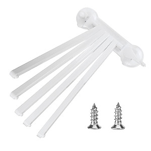 5 Arm Swivel Towel Bar, Wall Mounted Multiple Towel Rack Foldable Swing Arm Towel Rack for Bath Towels Bathrobes Clothes 38x25.5cm