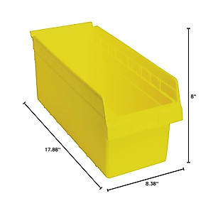 QUANTUM STORAGE SYSTEMS K-QSB808YL-4 4-Pack Store-Max Plastic 8" Shelf Bins, 17-7/8" x 8-3/8" x 8", Yellow