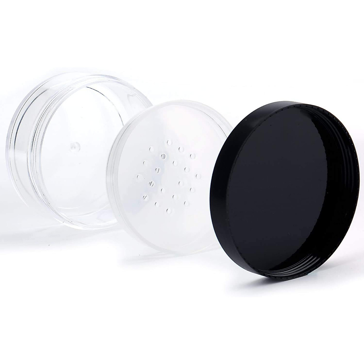 Dele 50g Plastic Empty Powder Puff Case Portable Makeup Case Travel Kit Blusher Cosmetic Makeup Containers with Sifter And Lids (Pack Of 8)