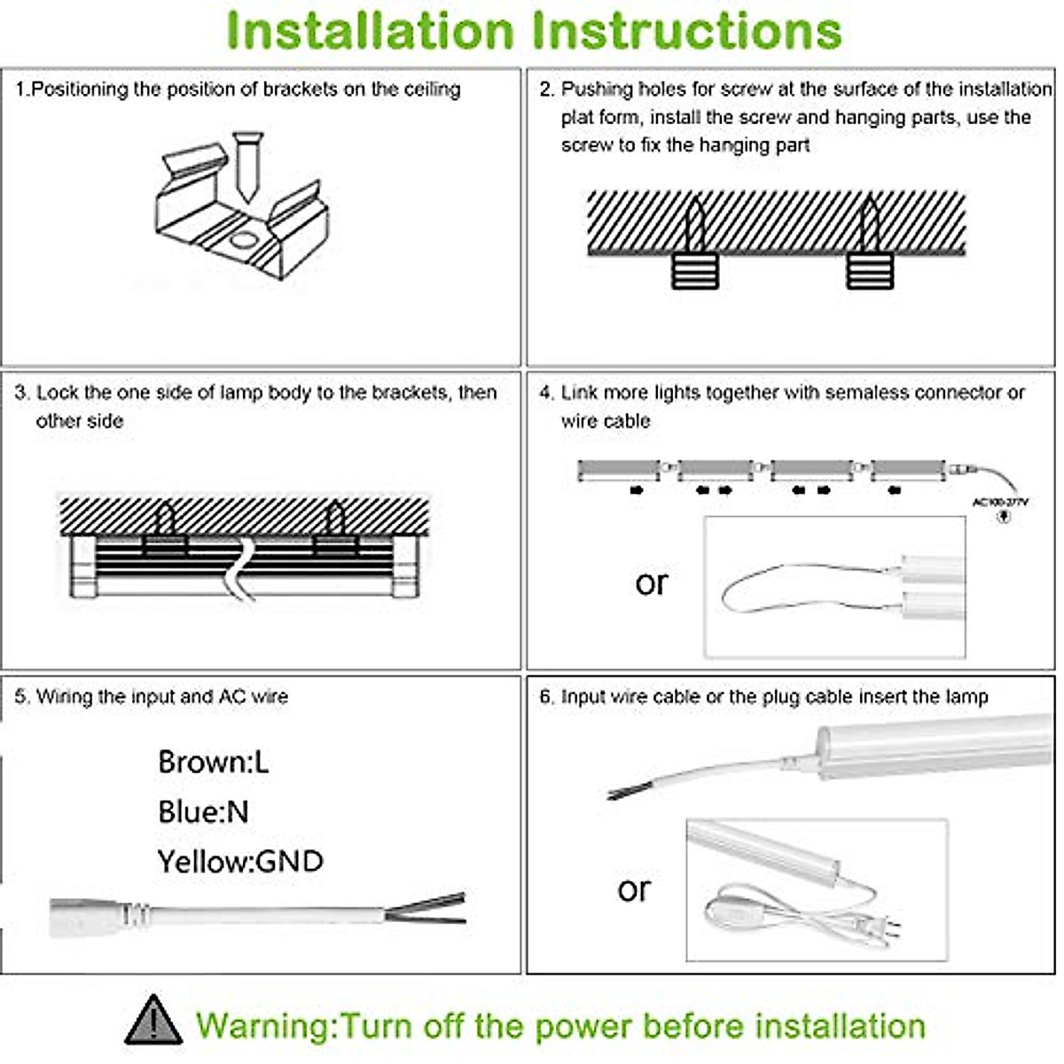 10 Pack LED Shop Light 4FT, T5 Integrated Single Fixture, 22W, 2200lm, 6500K Super Bright White, Linkable Shop Light, Utility Shop Lights, Corded Electric W/Built-in ON/Off Switch