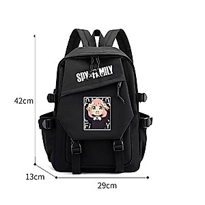 Anya Forger Backpack Cosplay Anya Forger School Bag Shoulder Bag Travel Bag for Adults(Black，A)
