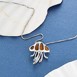 Aloha Jewelry Company Sterling Silver Koa Wood Jellyfish Necklace Pendant with 18" Box Chain
