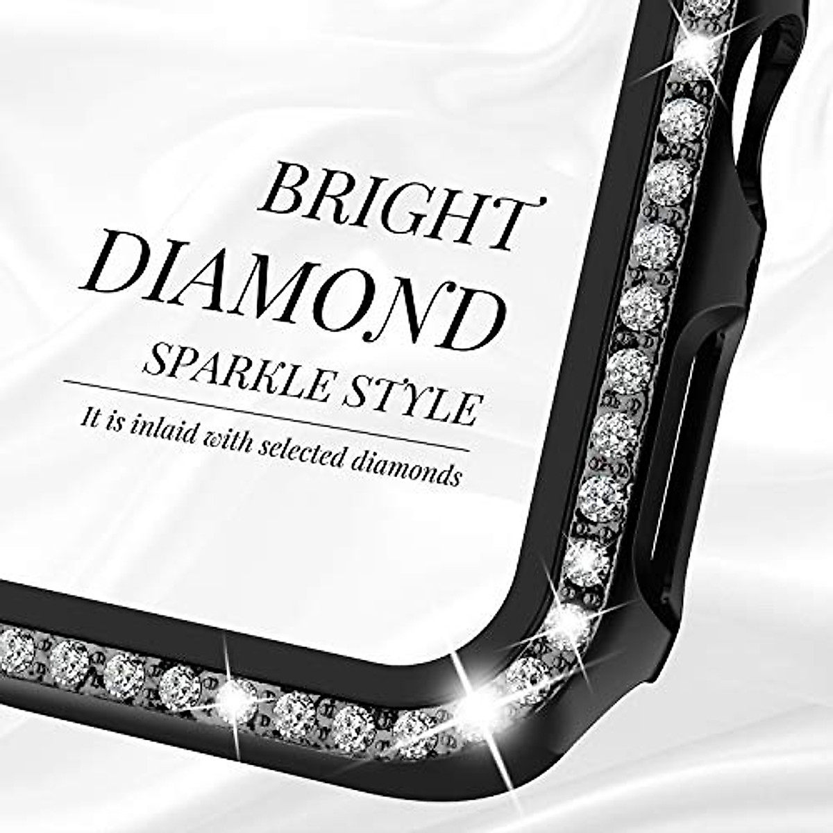 Recoppa Compatible for Apple Watch Case with Screen Protector for Apple Watch 44mm Series 6/5/4/SE, Bling Crystal Diamond Rhinestone Ultra-Thin Bumper Full Cover Protective Case for Women Girls iWatch