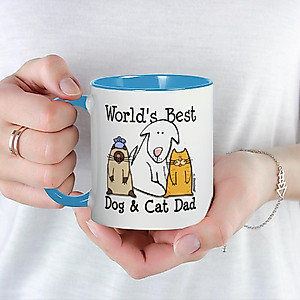 CafePress World's Best Dog And Cat Dad Mug Ceramic Coffee Mug, Tea Cup 11 oz