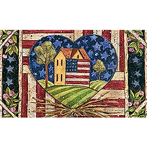 Toland Home Garden 800049 American Folk Heart Summer Door Mat 18x30 Inch Welcome Outdoor Doormat for Entryway Indoor Entrance