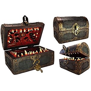 Galdor's Guild Mimic Dice Chest Storage Box | Free Lock & Key | Compatible with Dungeons & Dragons Players, Dungeon Master/DM RPG Gaming | Holder Vault Case | Holds 4 Sets of Polyhedral Dice (Regular)