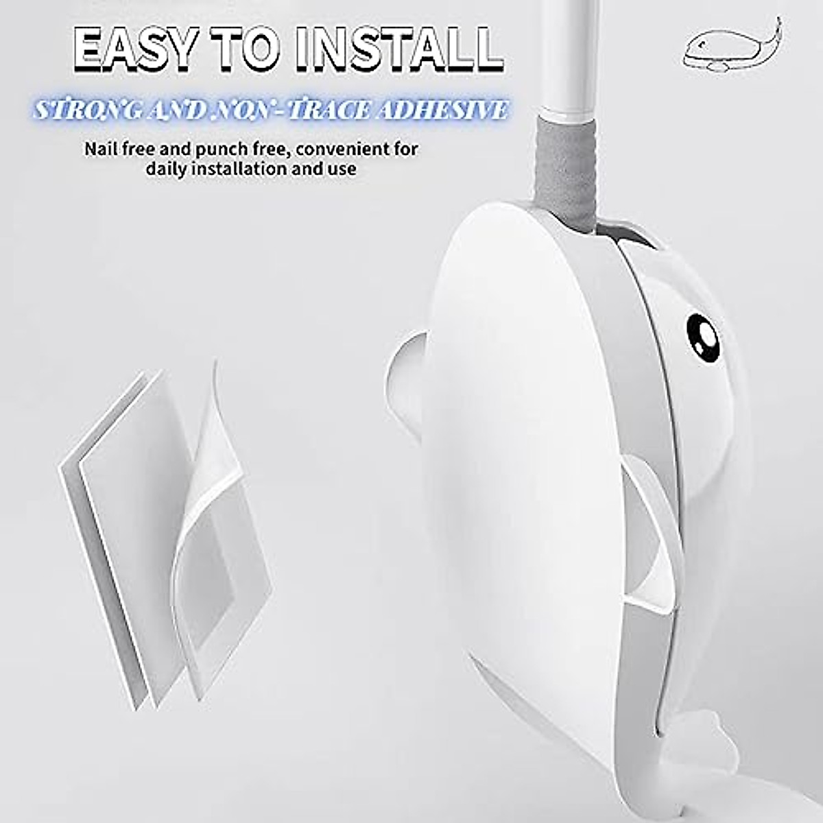 LUOWUYOU Cute Dolphin Toilet Brush, Funny Toilet Brush Silicone Toilet Brush Toilet Brush Novelty Set (Pink)